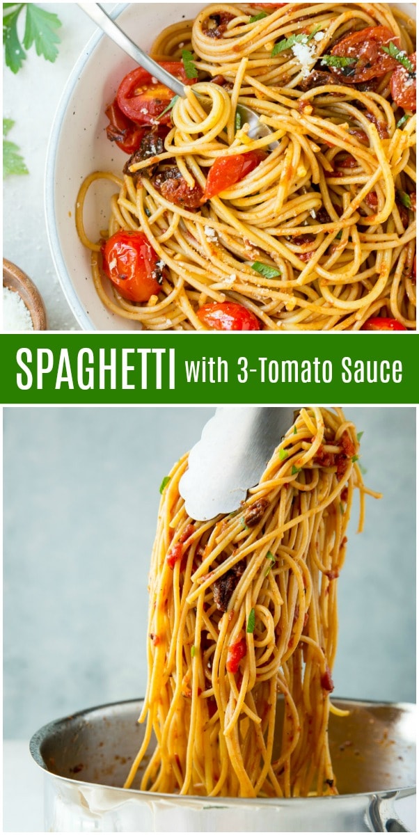 Spaghetti with Three Tomato Sauce - Recipe Girl