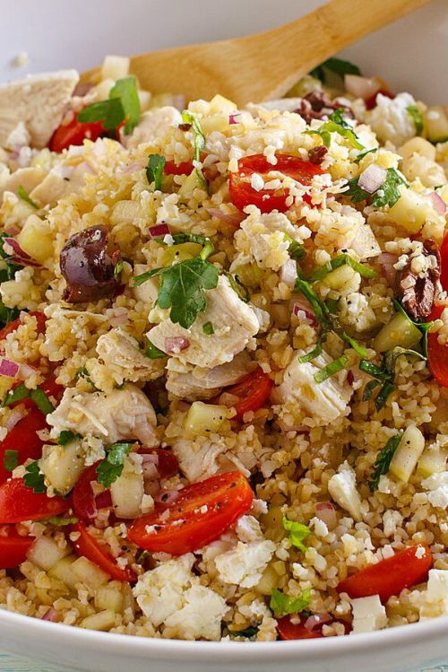 Greek Bulgur Salad with Chicken - Recipe Girl