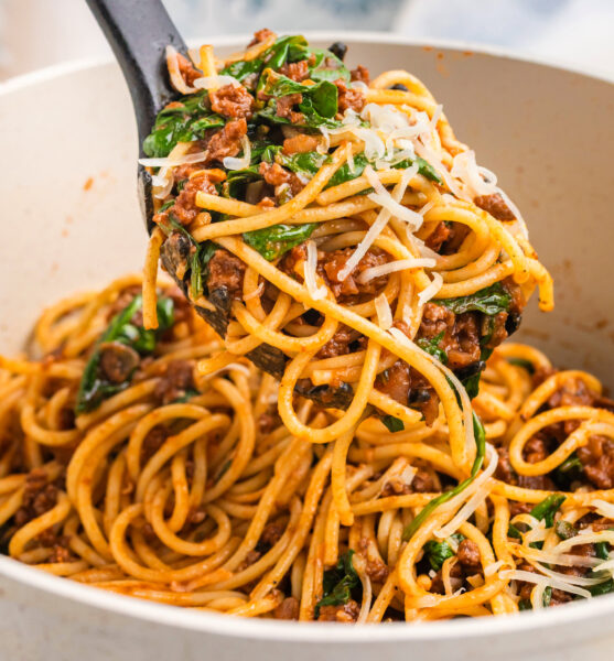 Lamb Spaghetti with Spinach - Recipe Girl