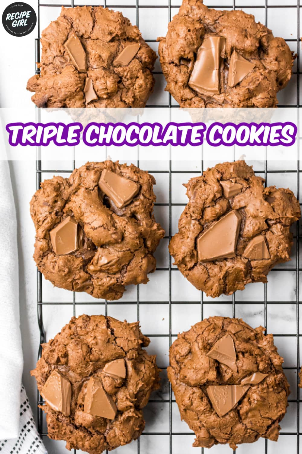 Triple Chocolate Chunk Cookies - Recipe Girl