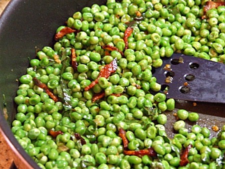 Sautéed Peas with Basil and Bacon - Recipe Girl