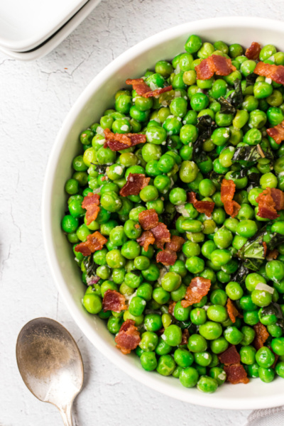 Sautéed Peas with Basil and Bacon - Recipe Girl