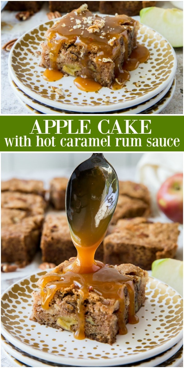 Apple Cake with Hot Caramel Rum Sauce - Recipe Girl