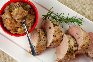 Herb Crusted Pork Tenderloin with Red Onion Jam - Recipe Girl