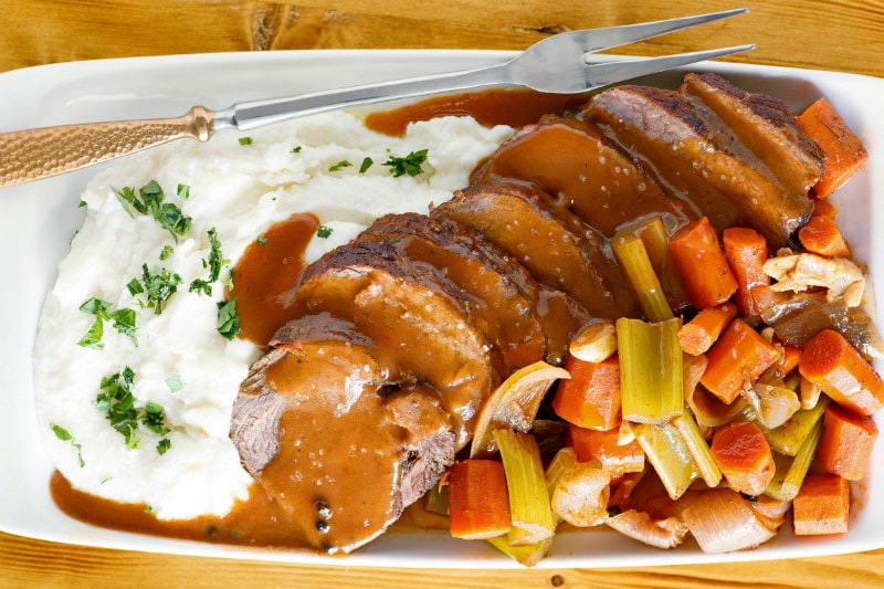 Merlot Pot Roast with Horseradish Smashed Potatoes - Recipe Girl®
