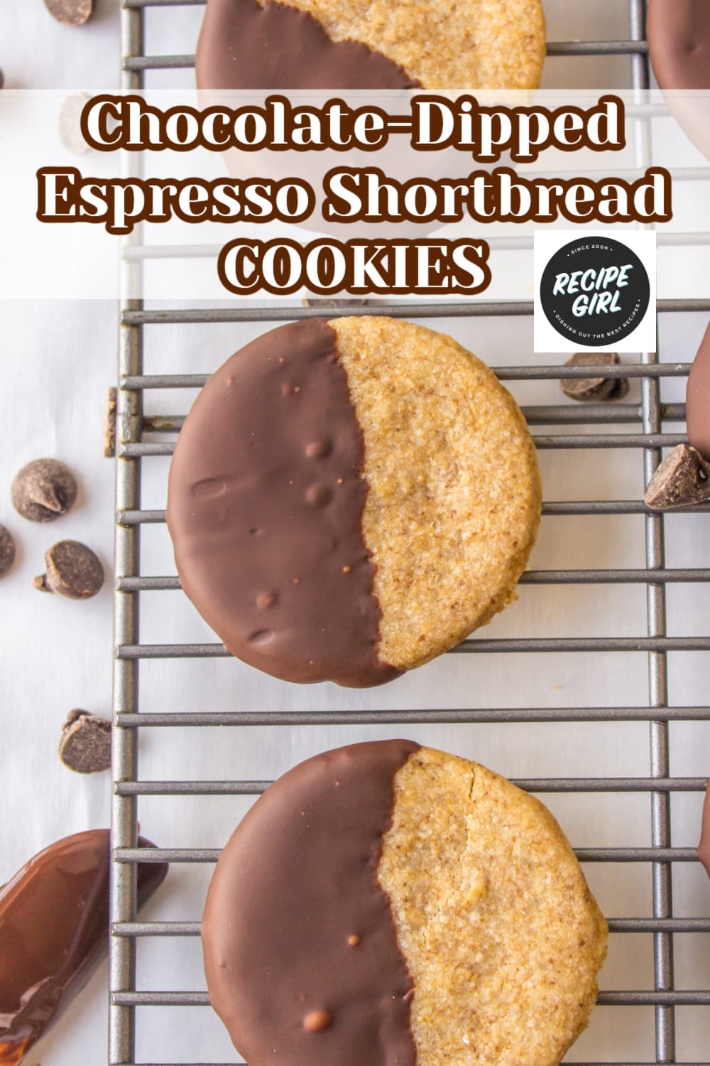 Chocolate Dipped Espresso Shortbread Cookies - Recipe Girl