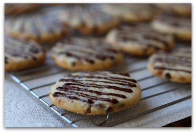Chocolate Drizzled Toffee Chocolate Chip Cookies - RecipeGirl