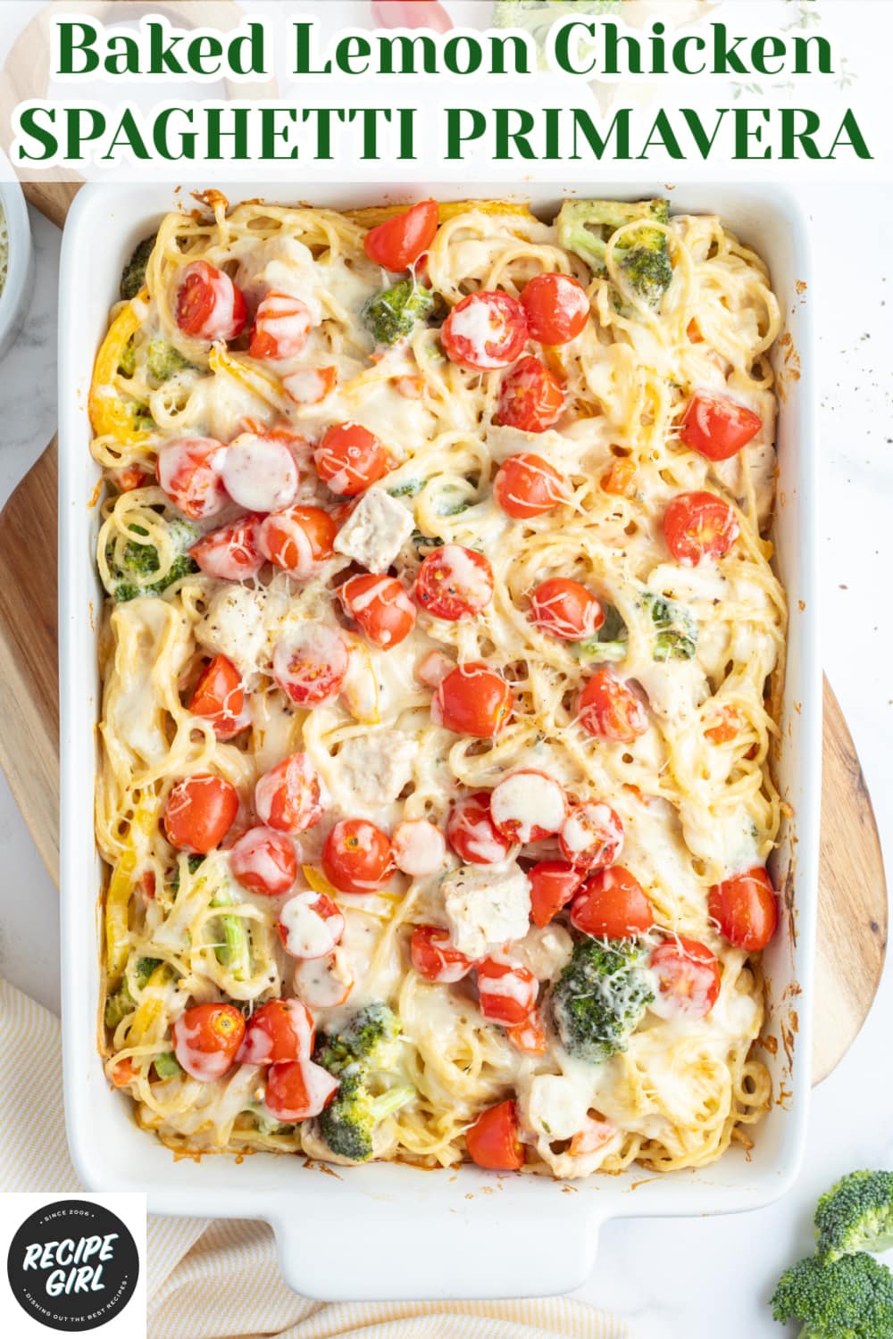 Baked Lemon Chicken Spaghetti Primavera - Recipe Girl