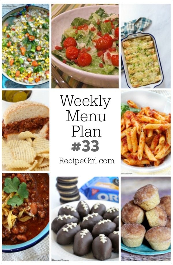 Weekly Menu Plan #33 - Recipe Girl