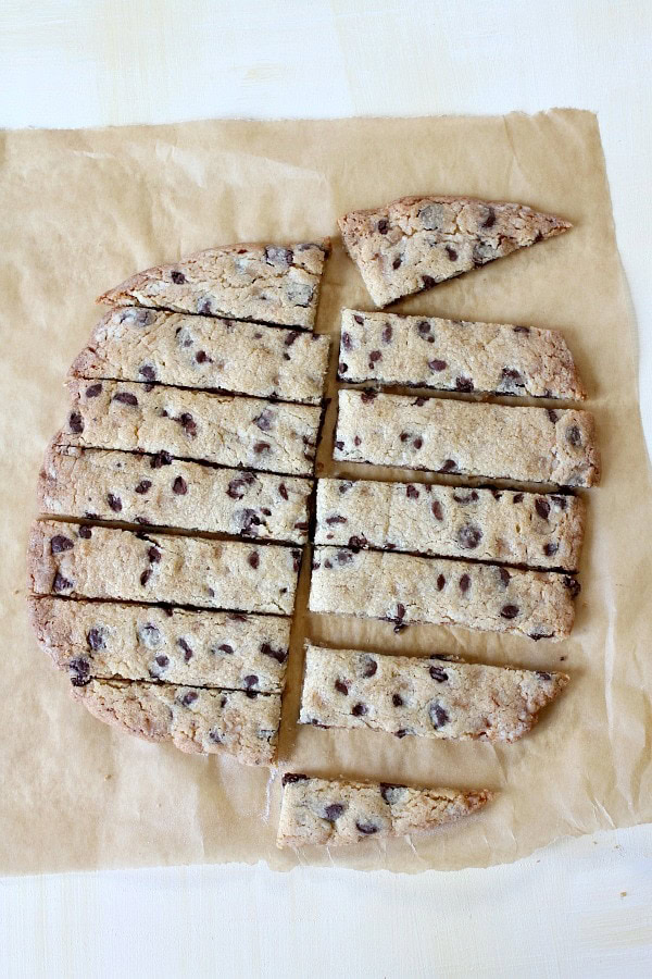 Chocolate Chip Toffee Strip Cookies - Recipe Girl