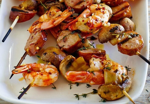 Mixed Grill of Shrimp, Sausage and Mushrooms - Recipe Girl