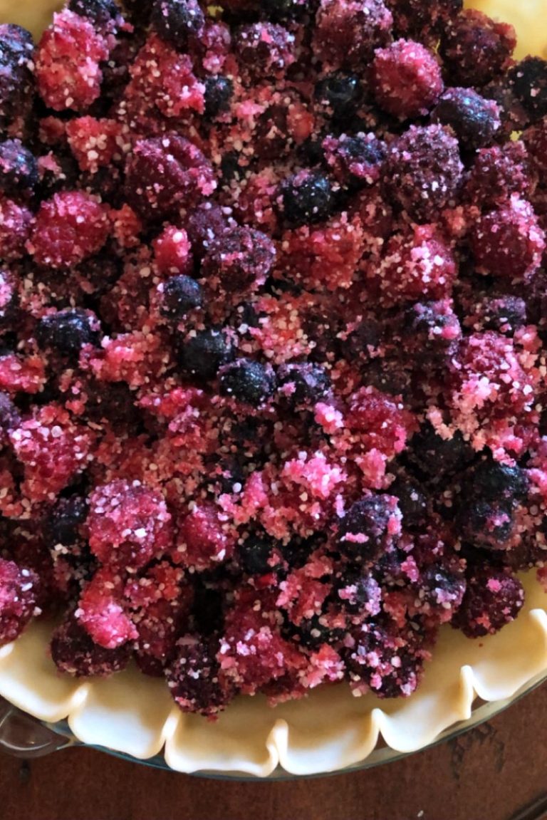 Simple Three Berry Pie with Crumb Topping - Recipe Girl®